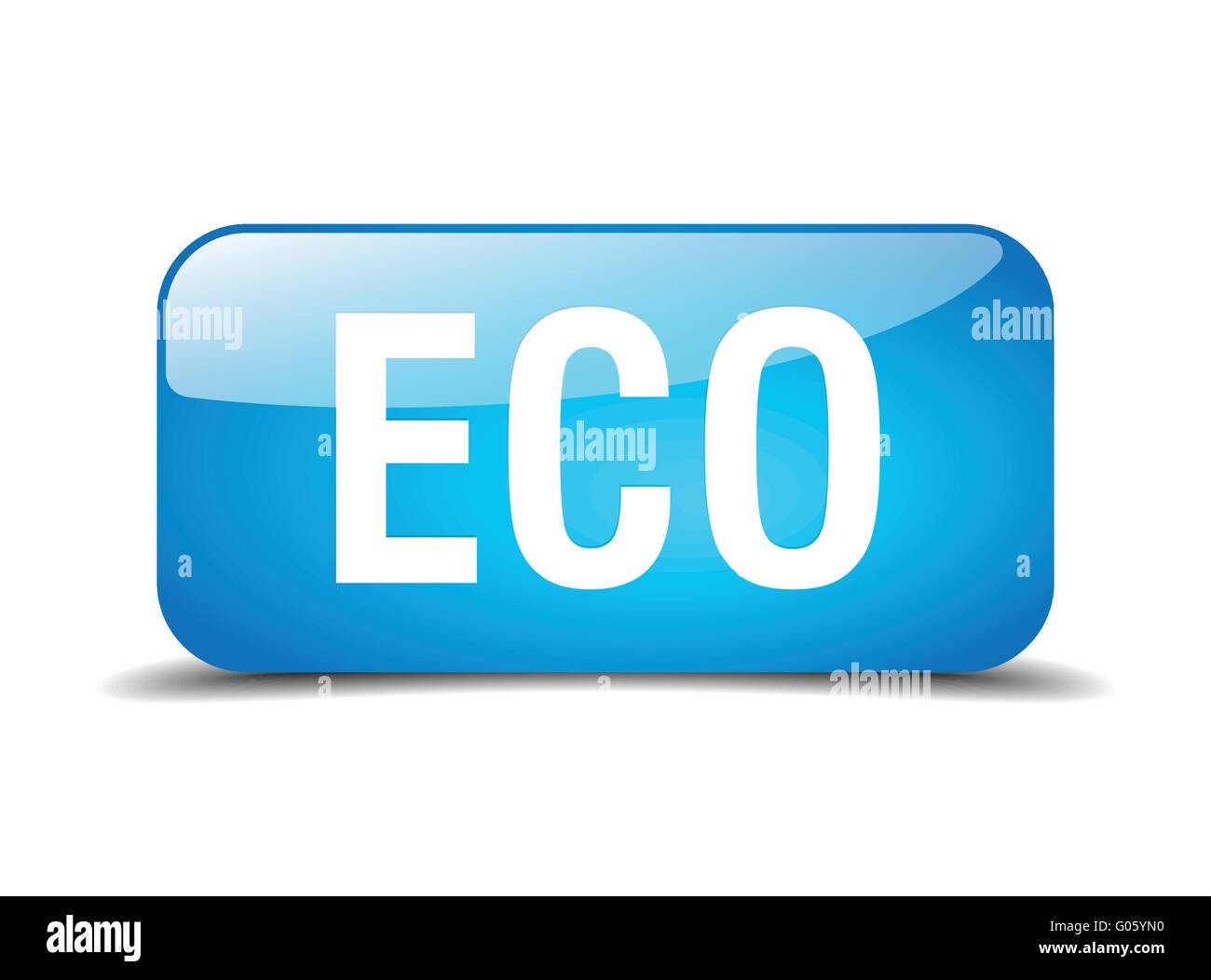 eco blue square 3d realistic isolated web button Stock Vector Image ...