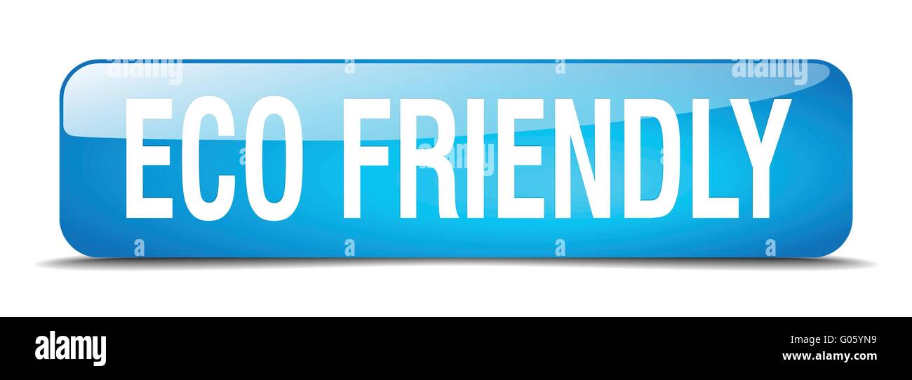 eco friendly blue square 3d realistic isolated web button Stock Vector ...