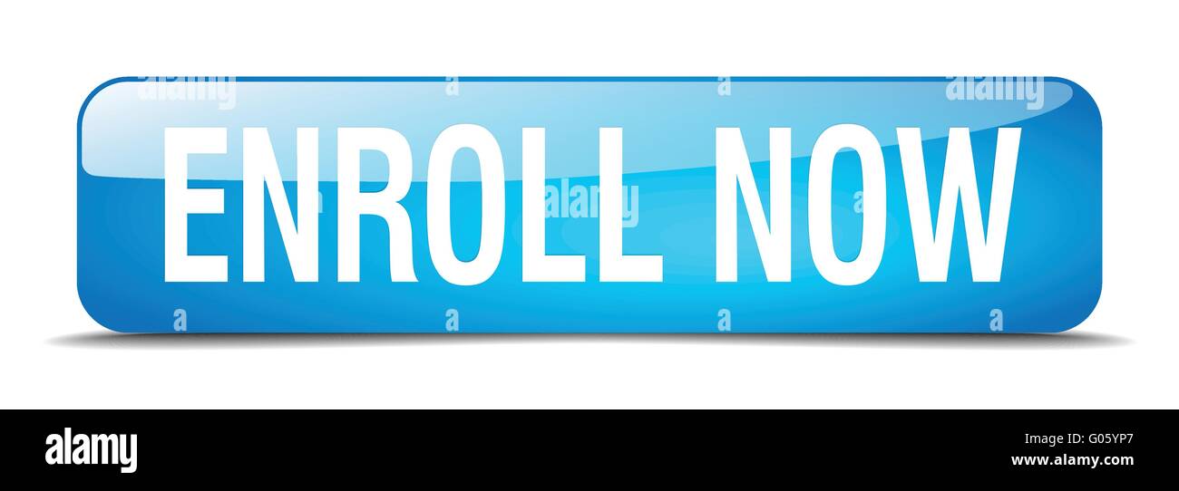 enroll now blue square 3d realistic isolated web button Stock Vector ...