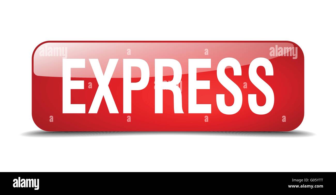 express red square 3d realistic isolated web button Stock Vector Image ...