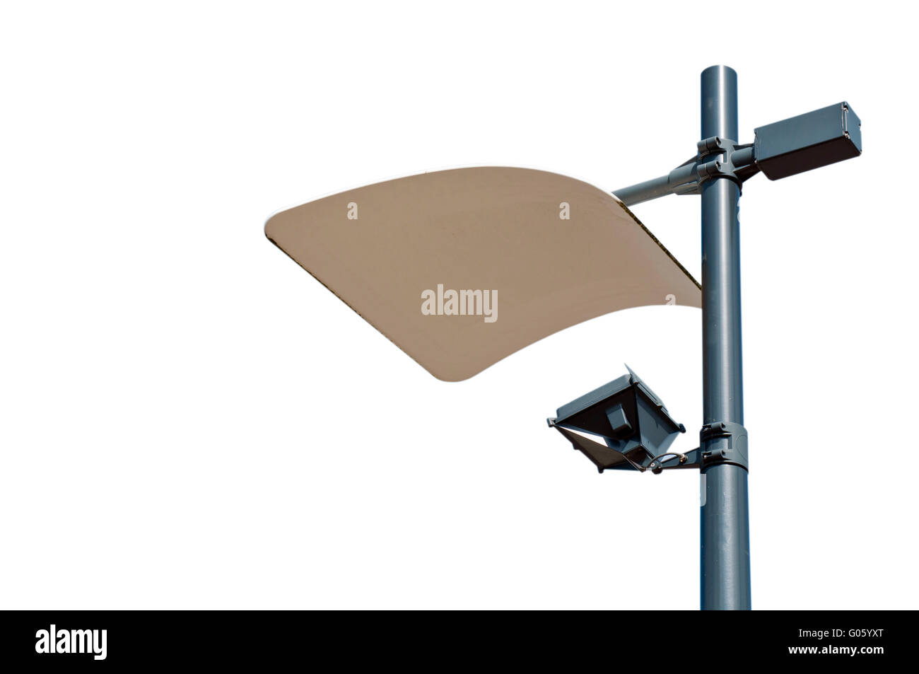 modern lamp post with reflection panel (isolated on white background ...