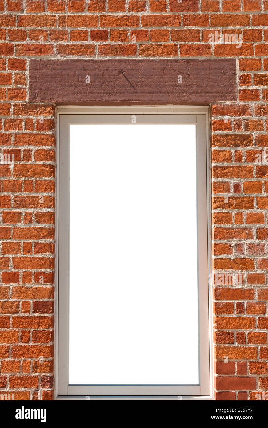 modern window on a brick wall building (isolated on white background ...