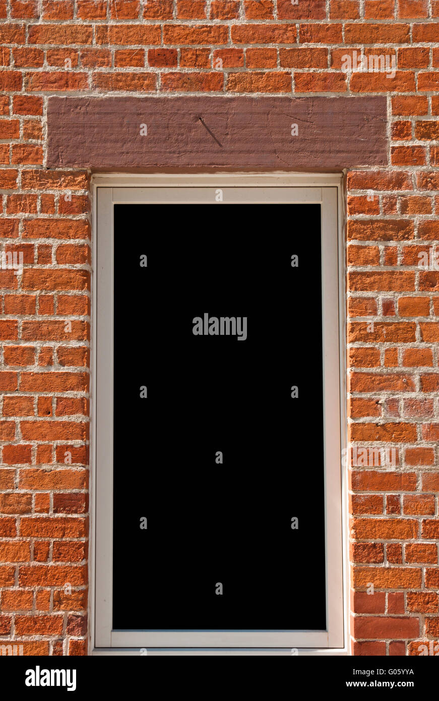 modern window on a brick wall building (isolated on black background ...