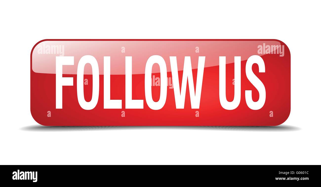 follow us red square 3d realistic isolated web button Stock Vector ...