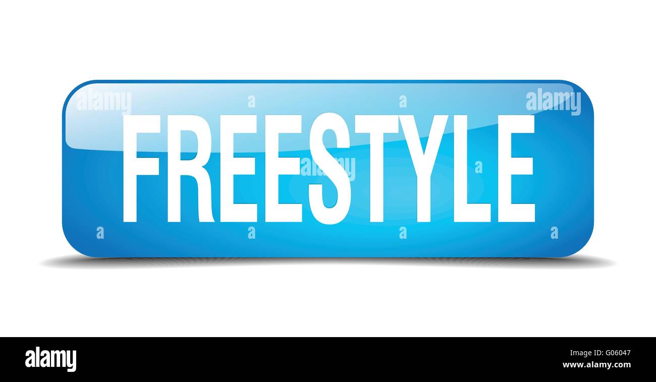 freestyle blue square 3d realistic isolated web button Stock Vector ...