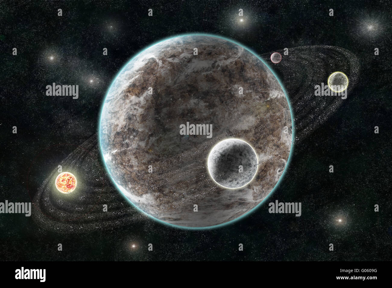 New Planetary System, Abstract cosmic background Stock Photo - Alamy