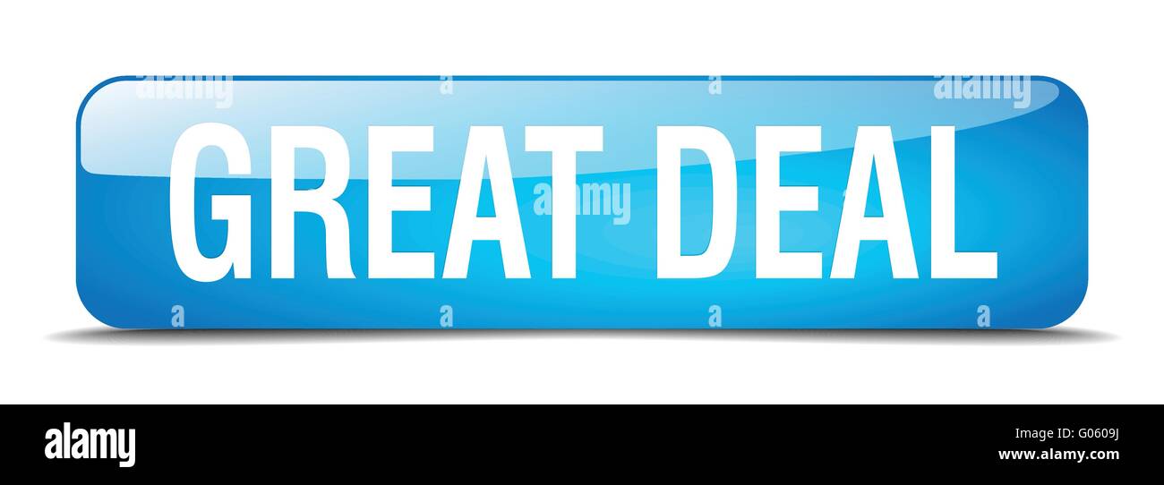 great deal blue square 3d realistic isolated web button Stock Vector ...