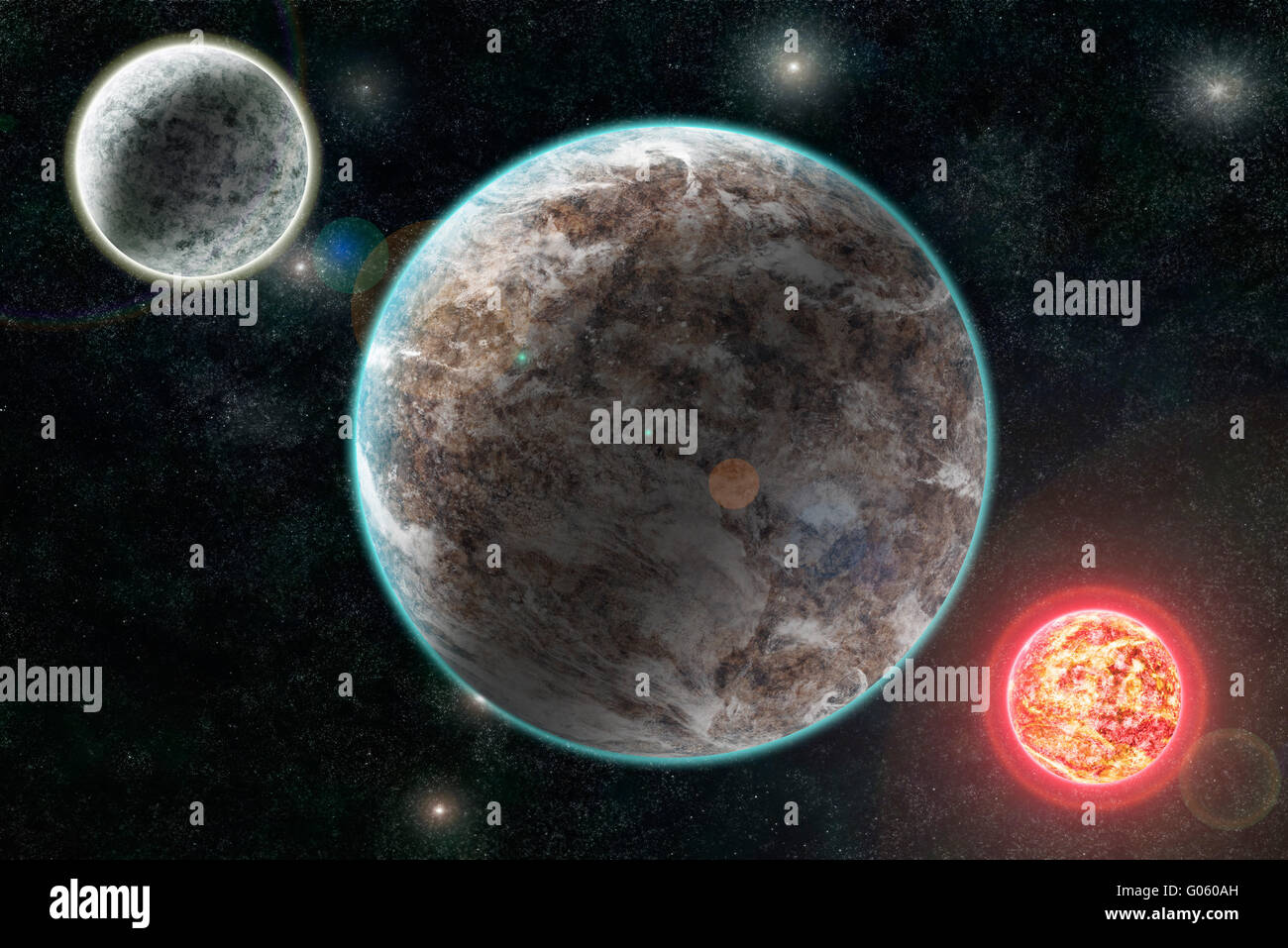 New Planetary System, Abstract cosmic background w Stock Photo - Alamy