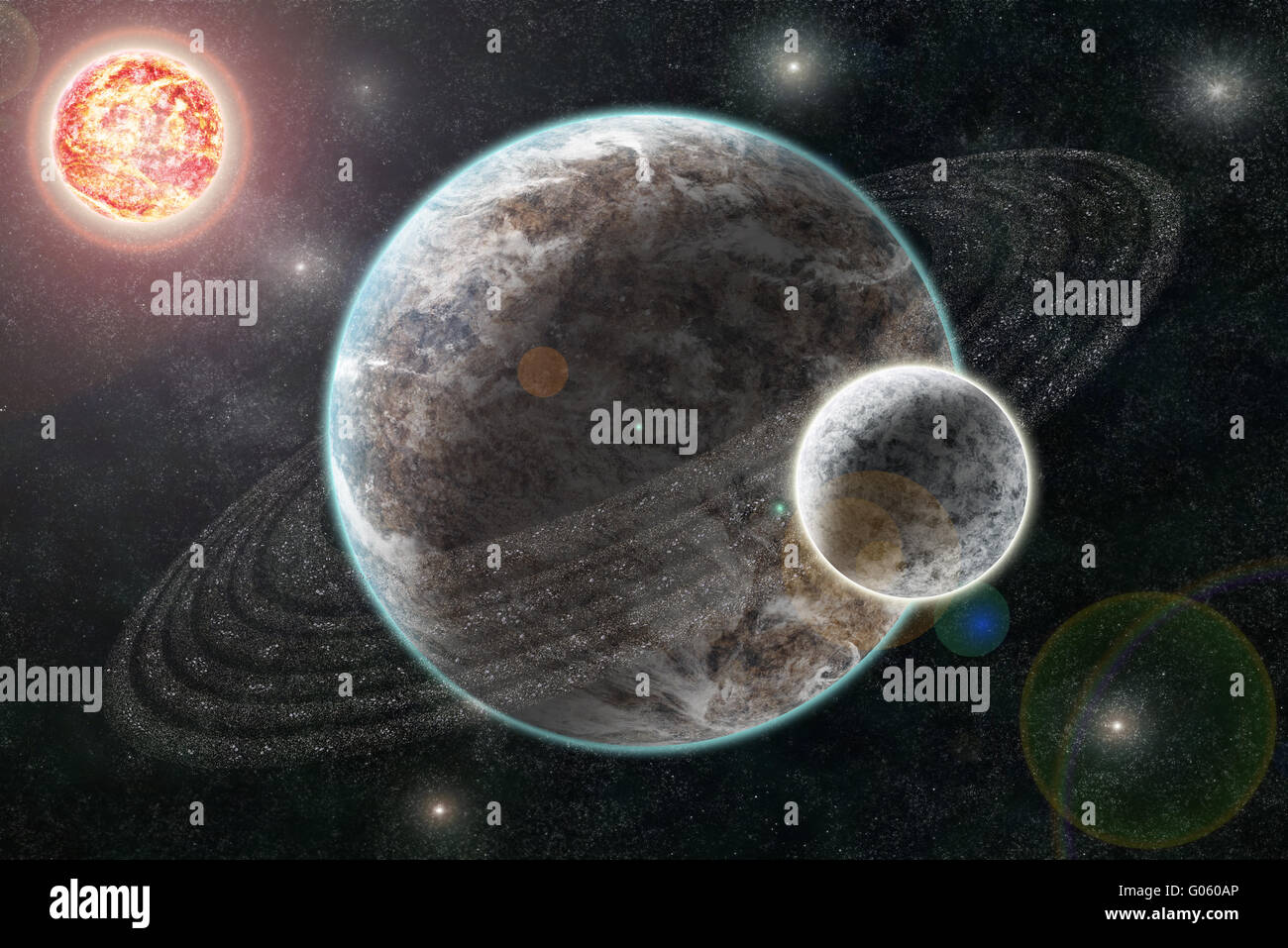 New Planetary System, Abstract cosmic background w Stock Photo - Alamy