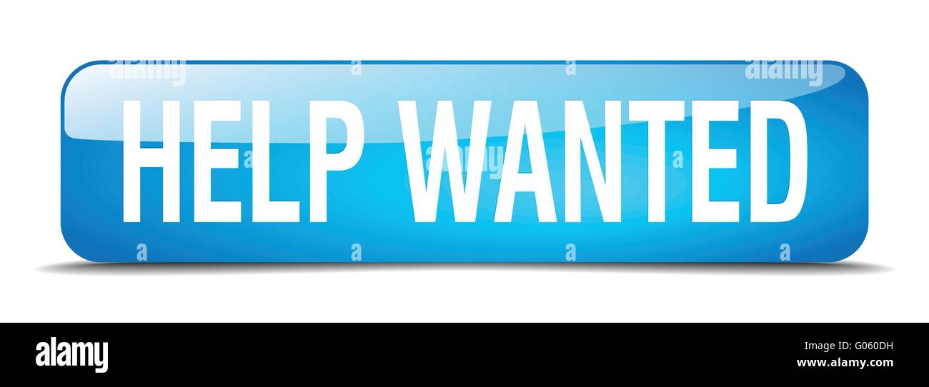 help wanted blue square 3d realistic isolated web button Stock Vector ...