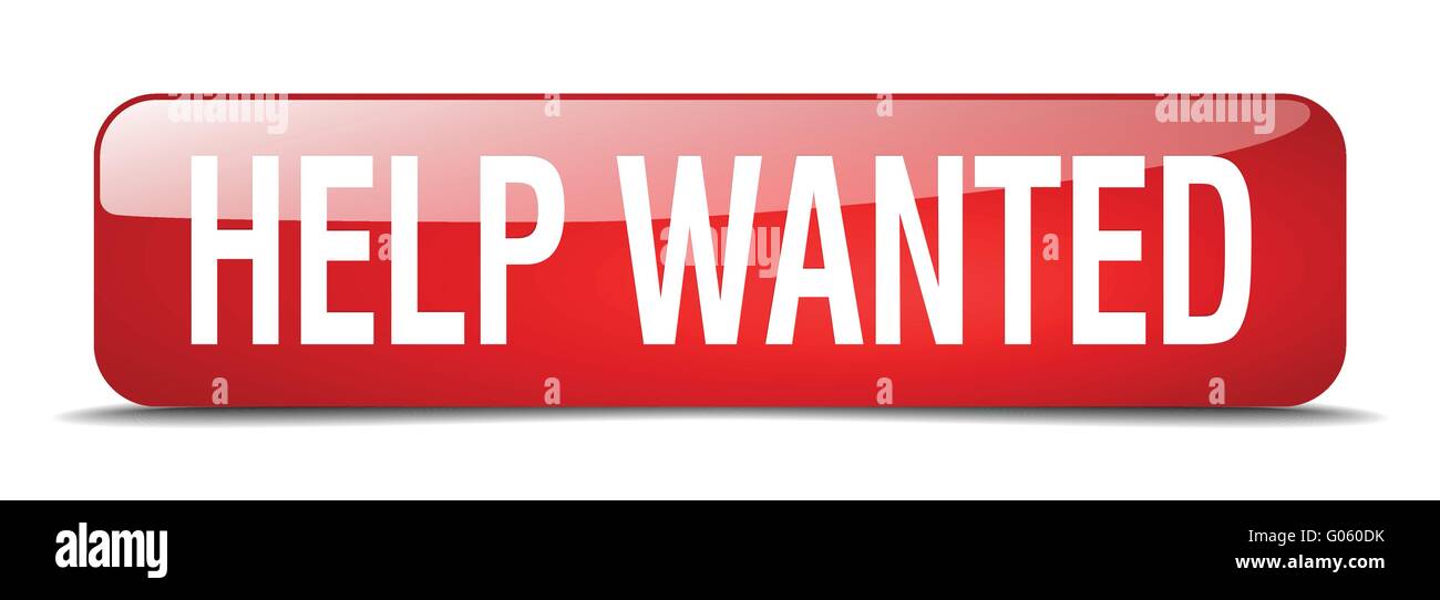 help wanted red square 3d realistic isolated web button Stock Vector ...