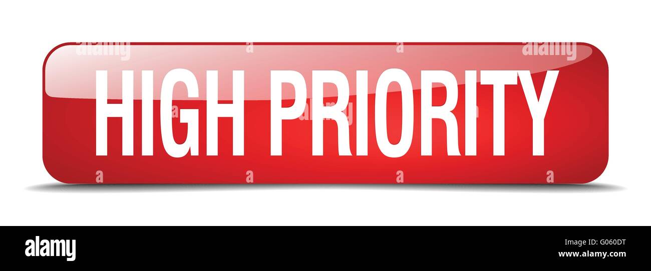 high priority red square 3d realistic isolated web button Stock Vector ...