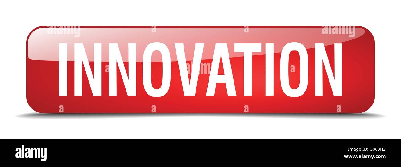 innovation red square 3d realistic isolated web button Stock Vector ...