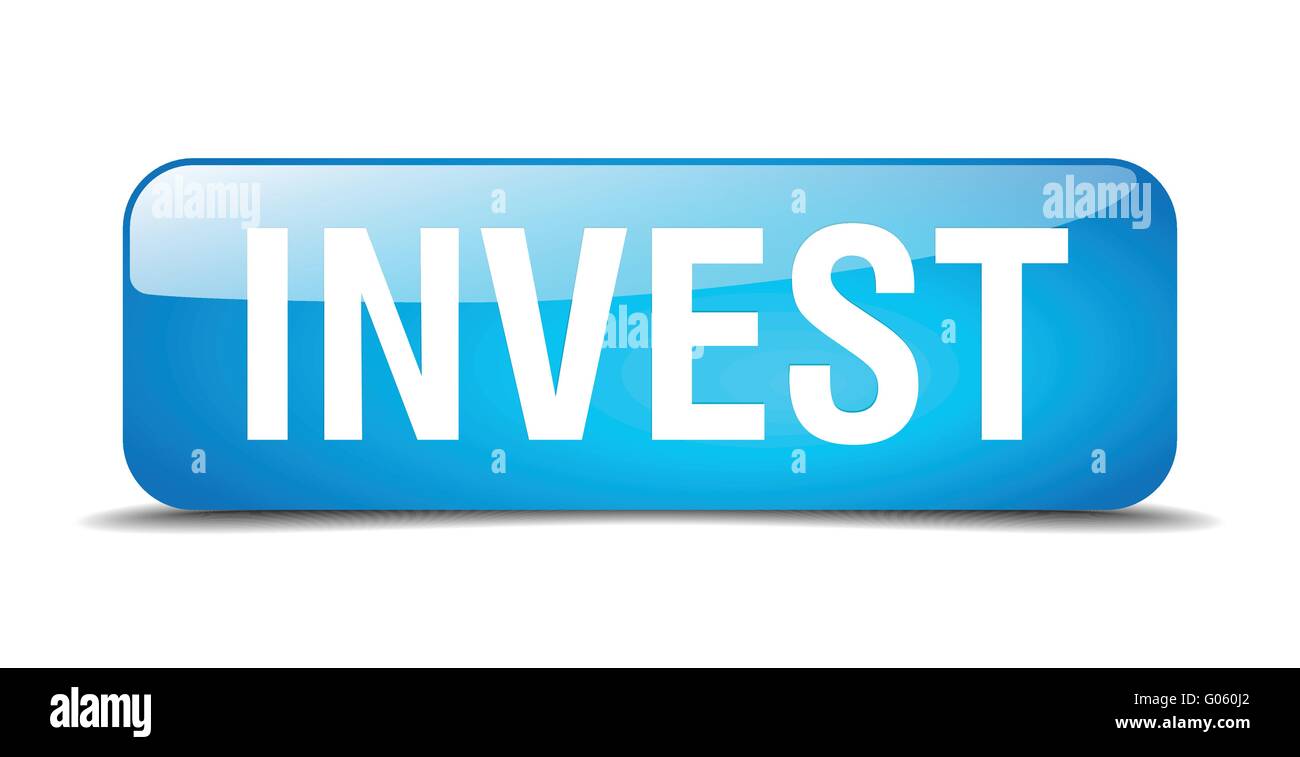 invest blue square 3d realistic isolated web button Stock Vector Image ...