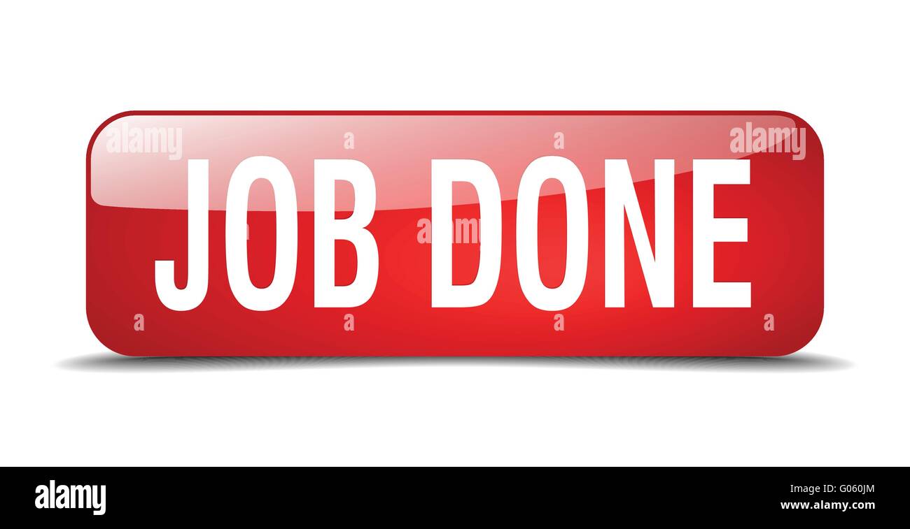 job done red square 3d realistic isolated web button Stock Vector Image ...