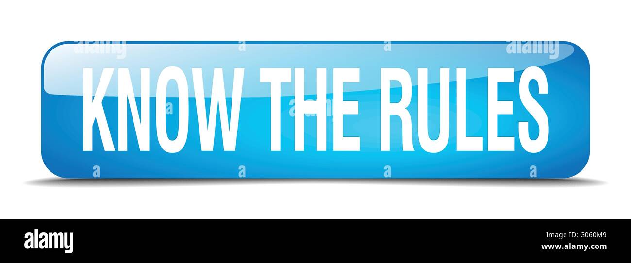 know the rules blue square 3d realistic isolated web button Stock ...