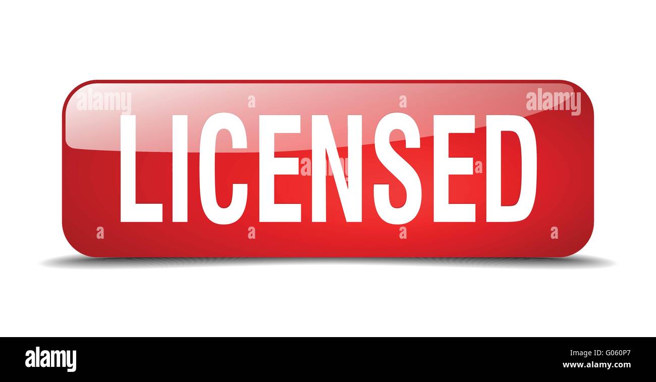 licensed red square 3d realistic isolated web button Stock Vector Image ...