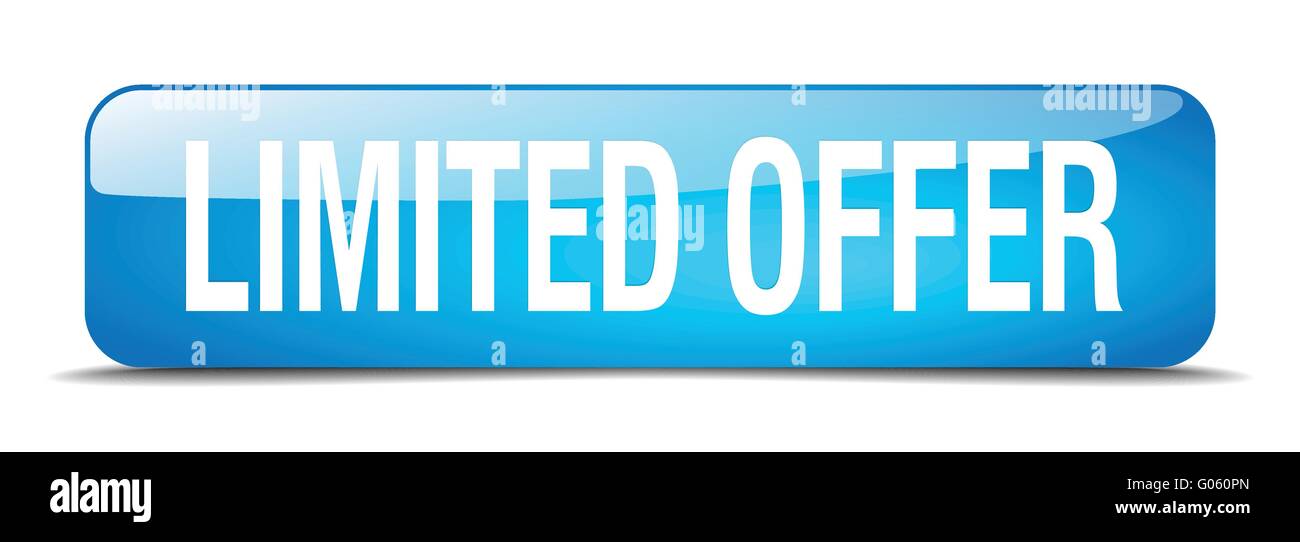 limited offer blue square 3d realistic isolated web button Stock Vector ...