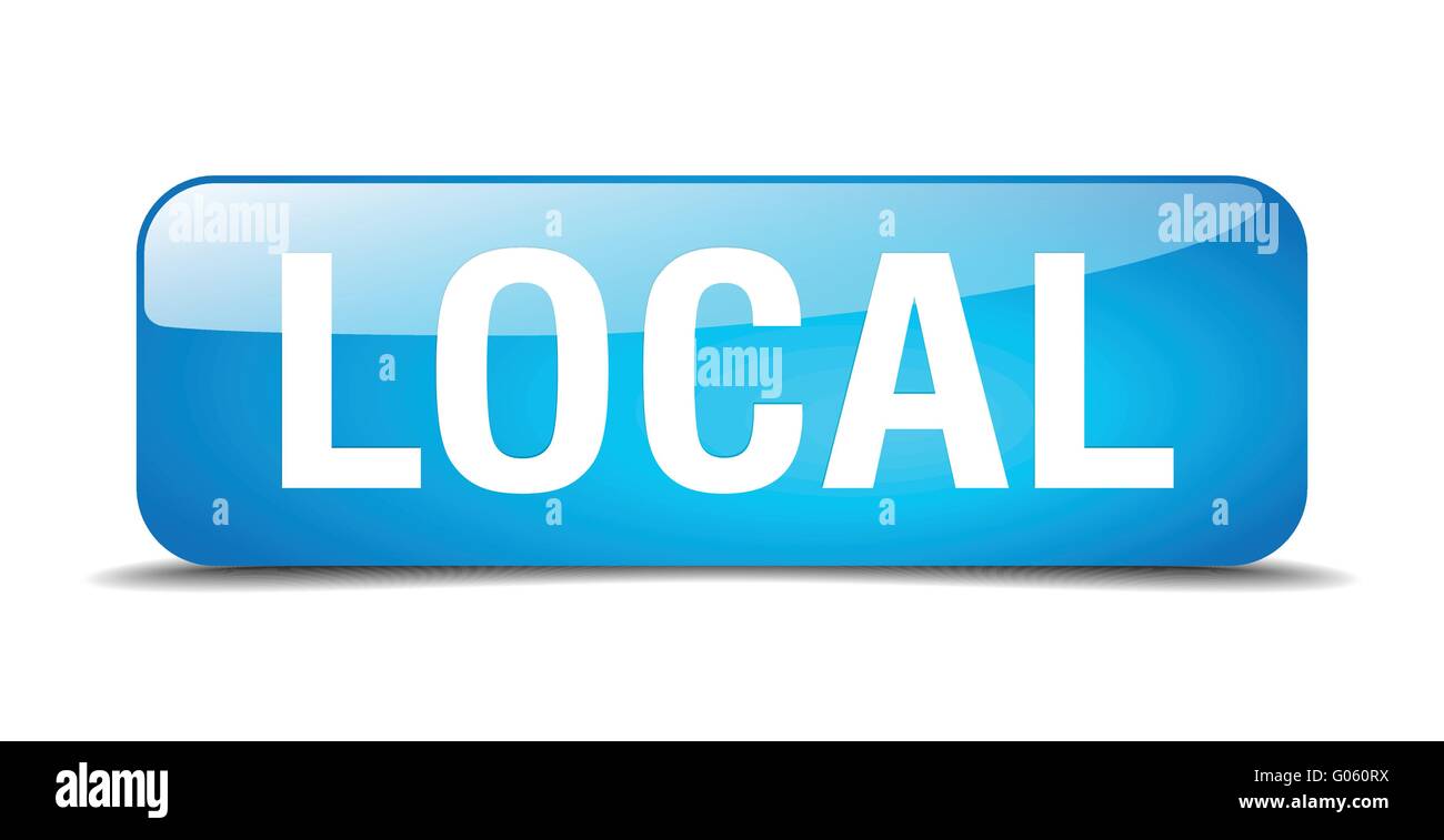 local blue square 3d realistic isolated web button Stock Vector Image ...