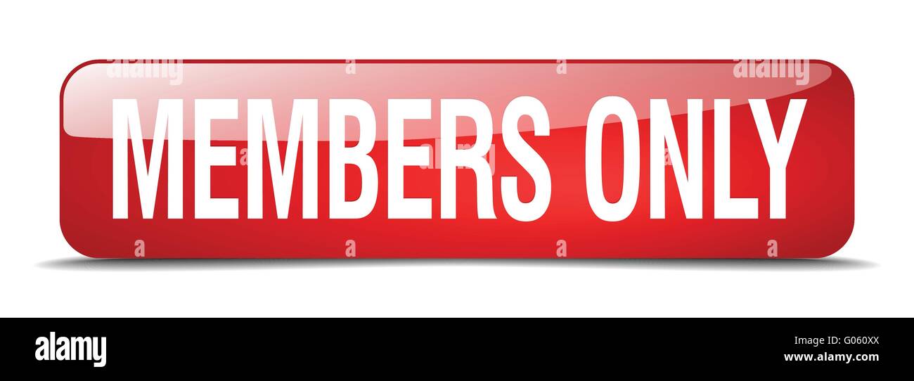 members only red square 3d realistic isolated web button Stock Vector ...