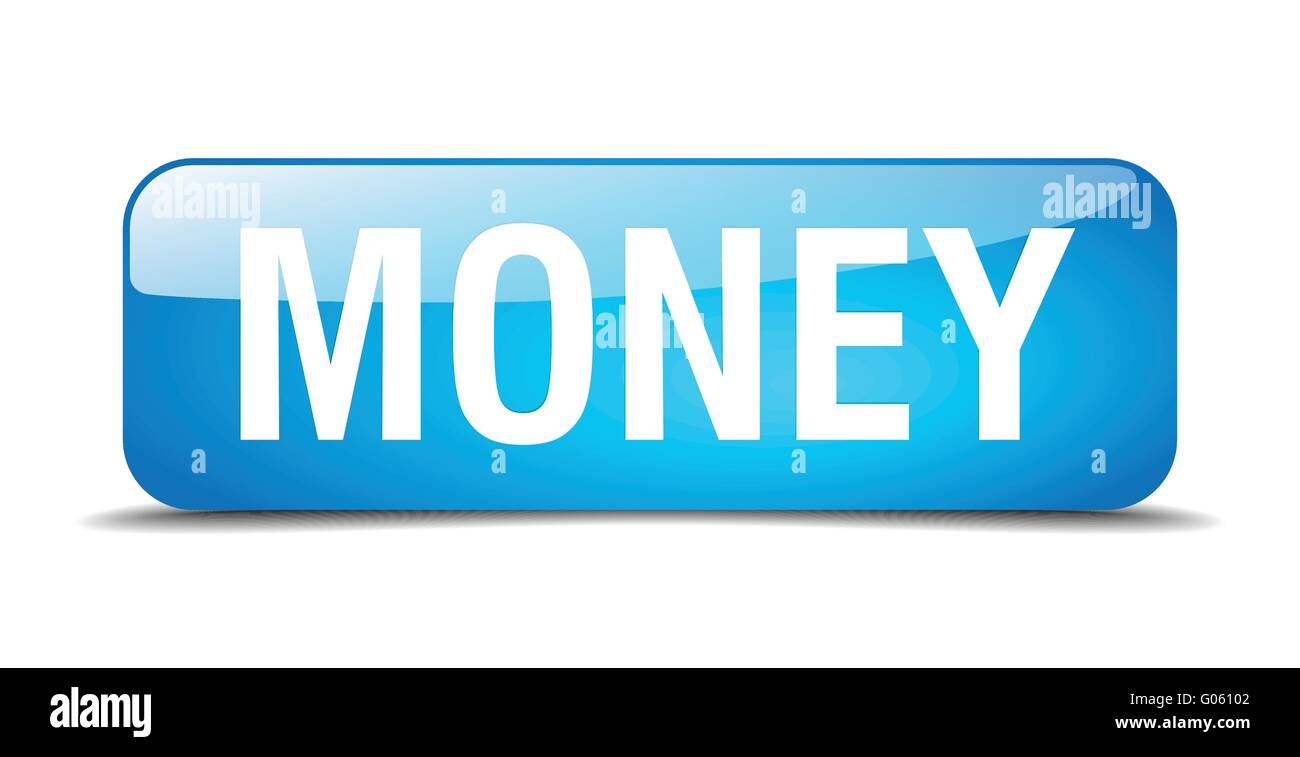 money blue square 3d realistic isolated web button Stock Vector Image ...