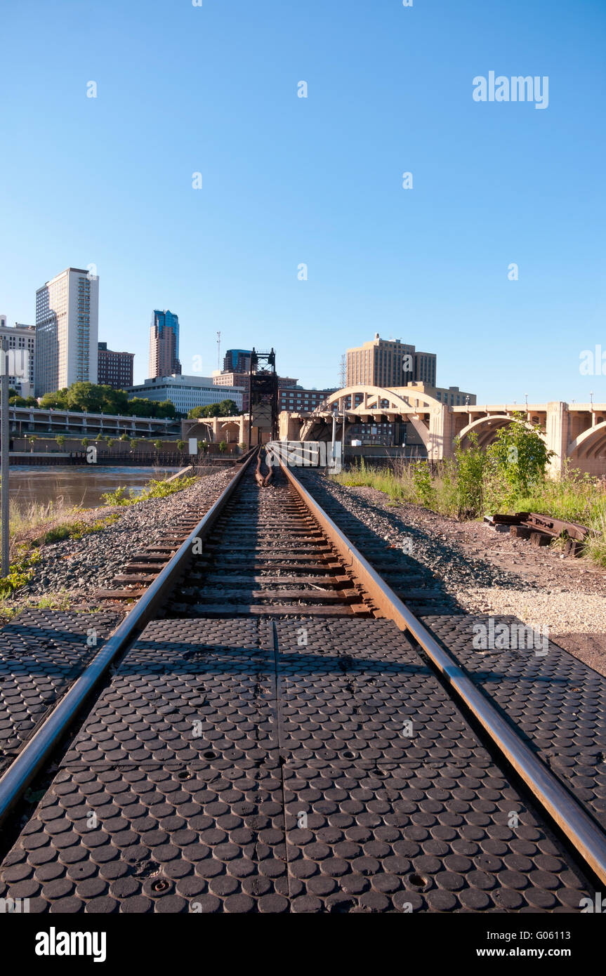 robert street multiple arch bridge and railroad tracks leading to ...