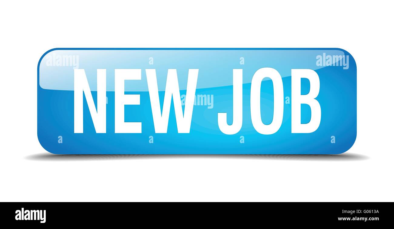 new job blue square 3d realistic isolated web button Stock Vector Image ...