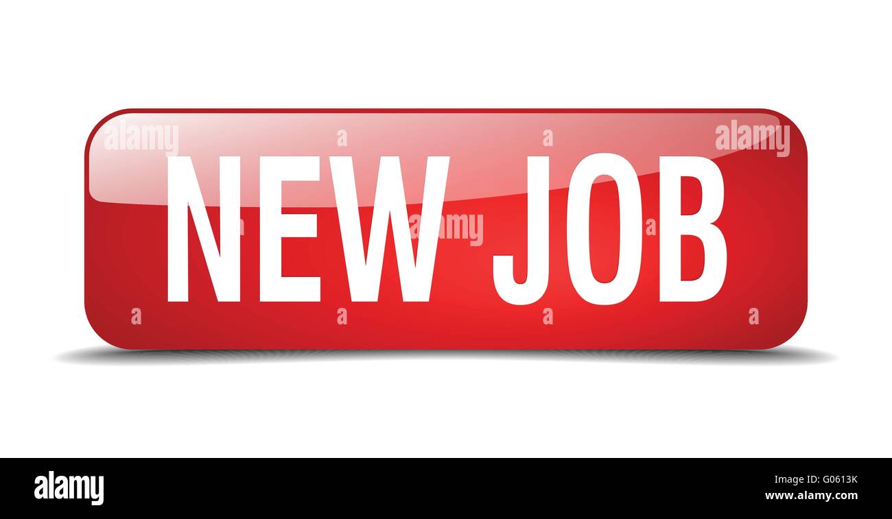 new job red square 3d realistic isolated web button Stock Vector Image ...