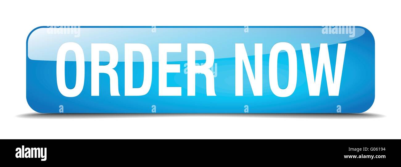 order now blue square 3d realistic isolated web button Stock Vector ...