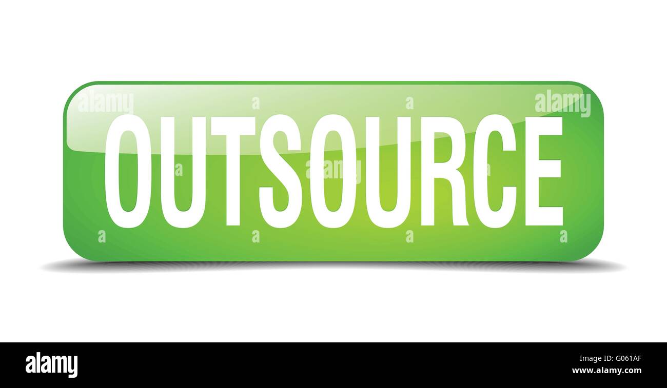 outsource green square 3d realistic isolated web button Stock Vector Image & Art - Alamy