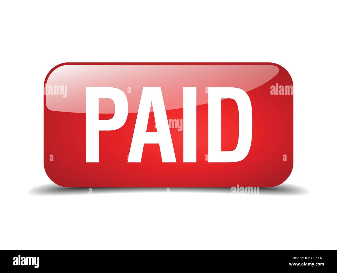 paid red square 3d realistic isolated web button Stock Vector Image ...