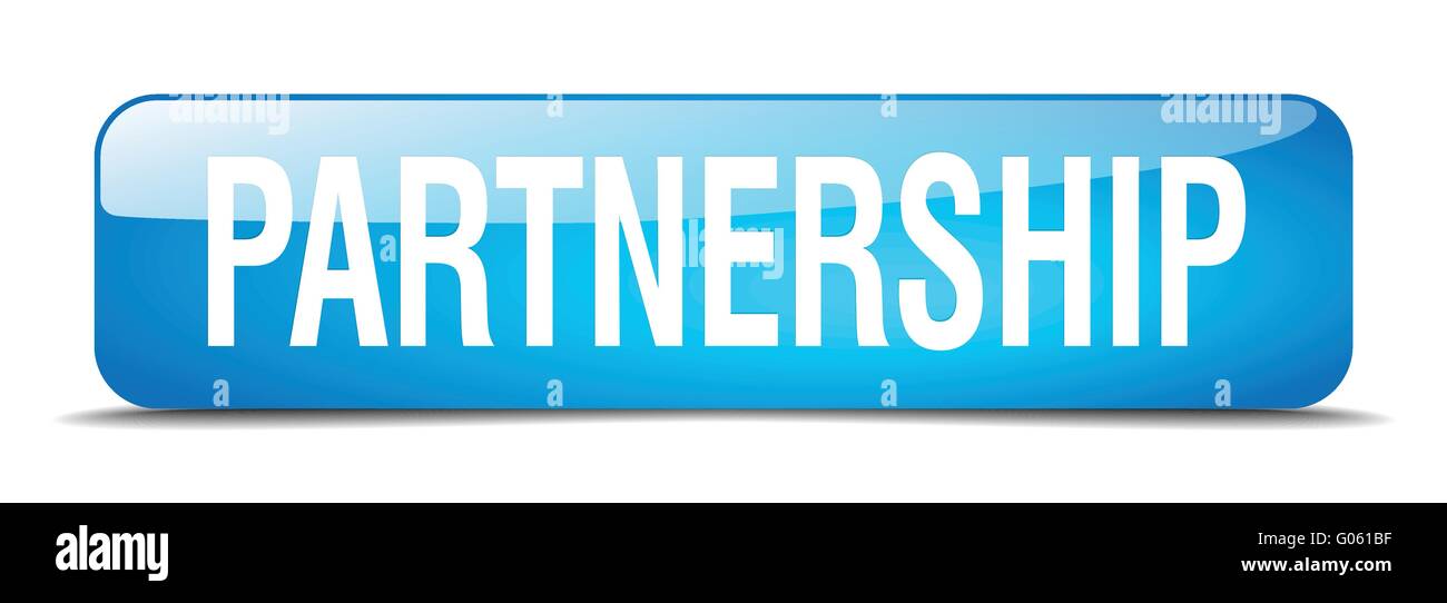 partnership blue square 3d realistic isolated web button Stock Vector ...