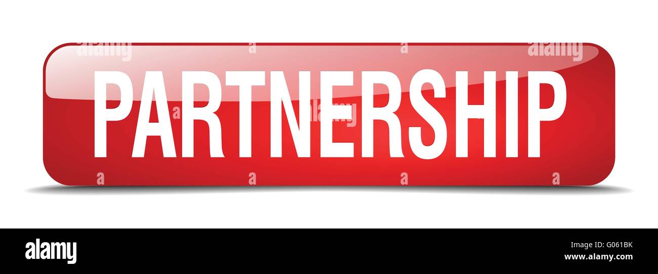 partnership red square 3d realistic isolated web button Stock Vector ...