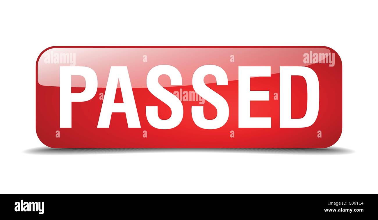 passed red square 3d realistic isolated web button Stock Vector Image ...