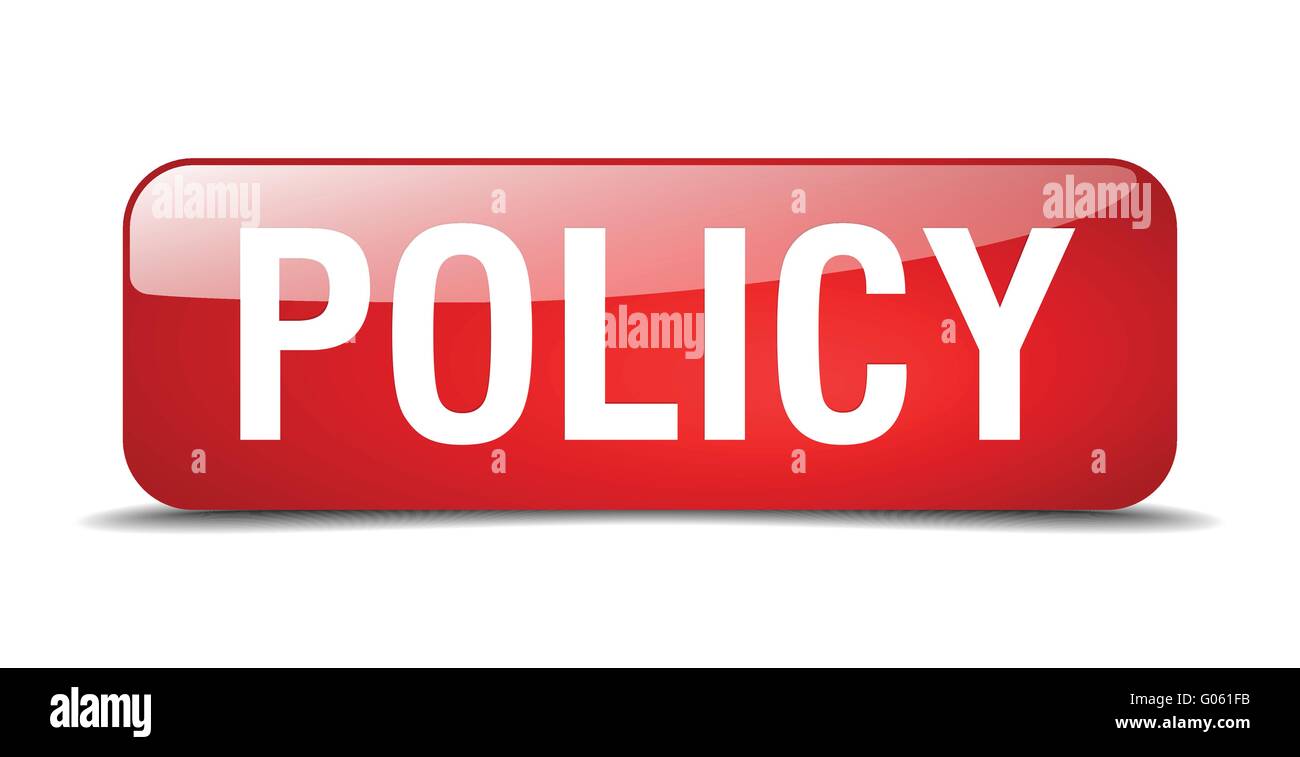 policy red square 3d realistic isolated web button Stock Vector Image ...
