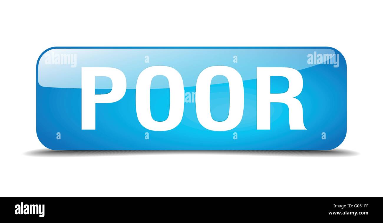 poor blue square 3d realistic isolated web button Stock Vector Image ...
