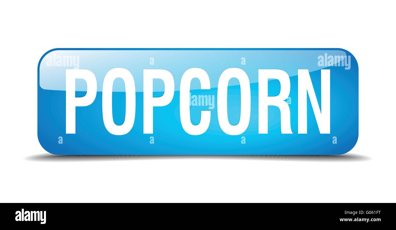 popcorn blue square 3d realistic isolated web button Stock Vector Image ...