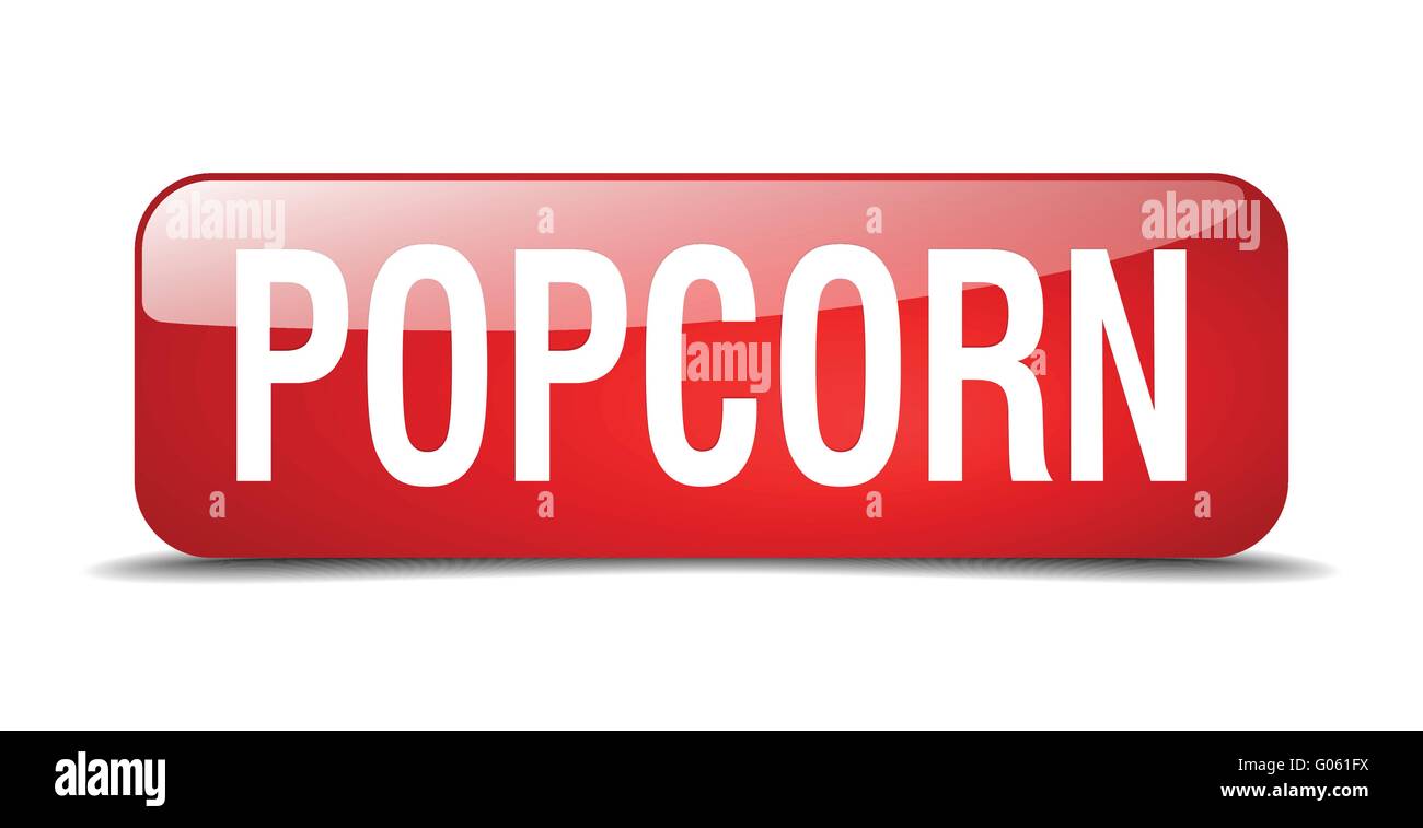 popcorn red square 3d realistic isolated web button Stock Vector Image ...