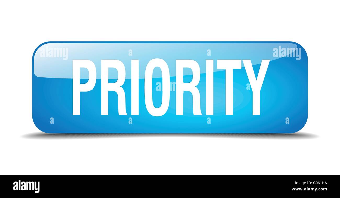 priority blue square 3d realistic isolated web button Stock Vector ...