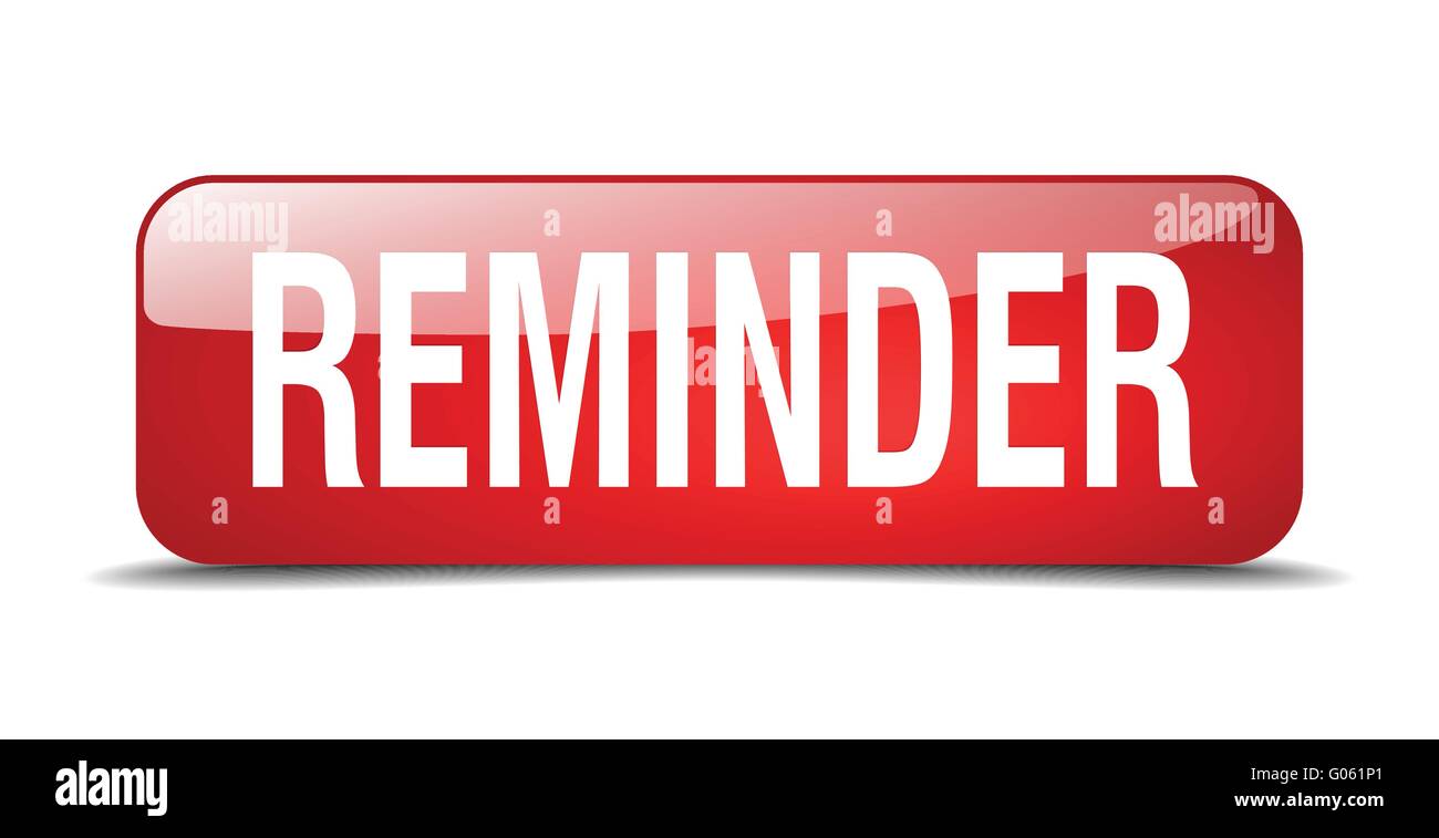 reminder red square 3d realistic isolated web button Stock Vector Image ...