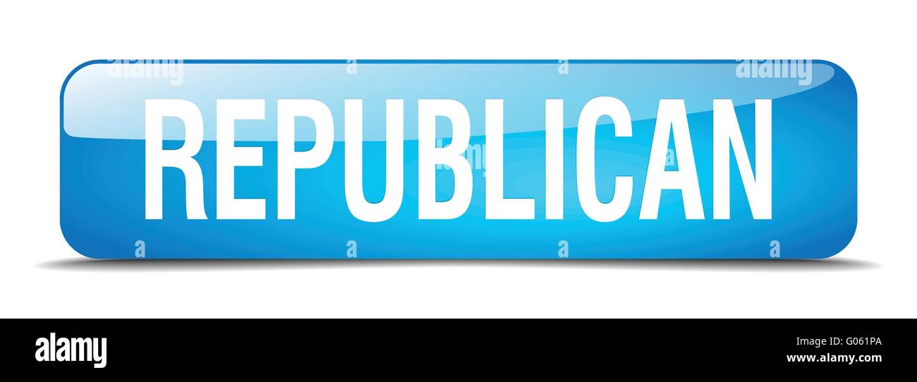 republican blue square 3d realistic isolated web button Stock Vector ...
