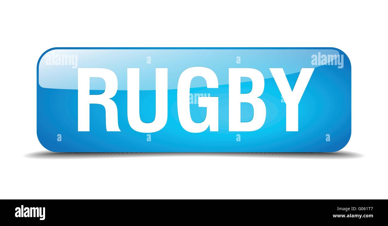 rugby blue square 3d realistic isolated web button Stock Vector Image ...