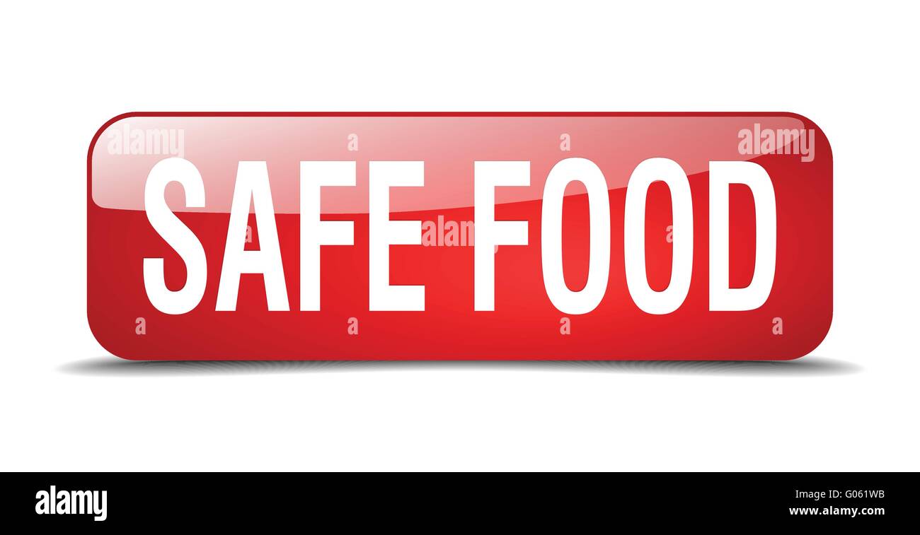 safe food red square 3d realistic isolated web button Stock Vector ...
