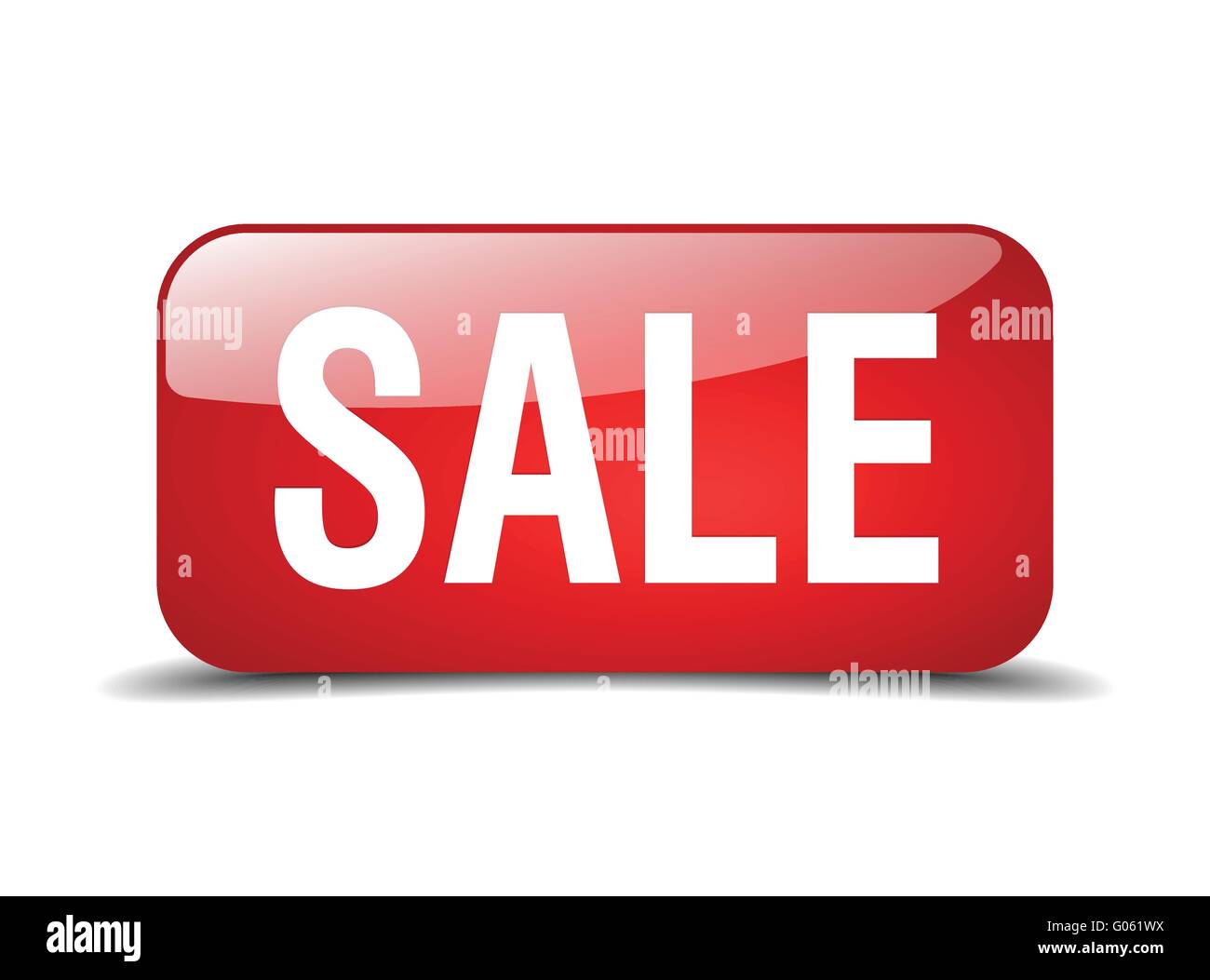 sale red square 3d realistic isolated web button Stock Vector Image ...