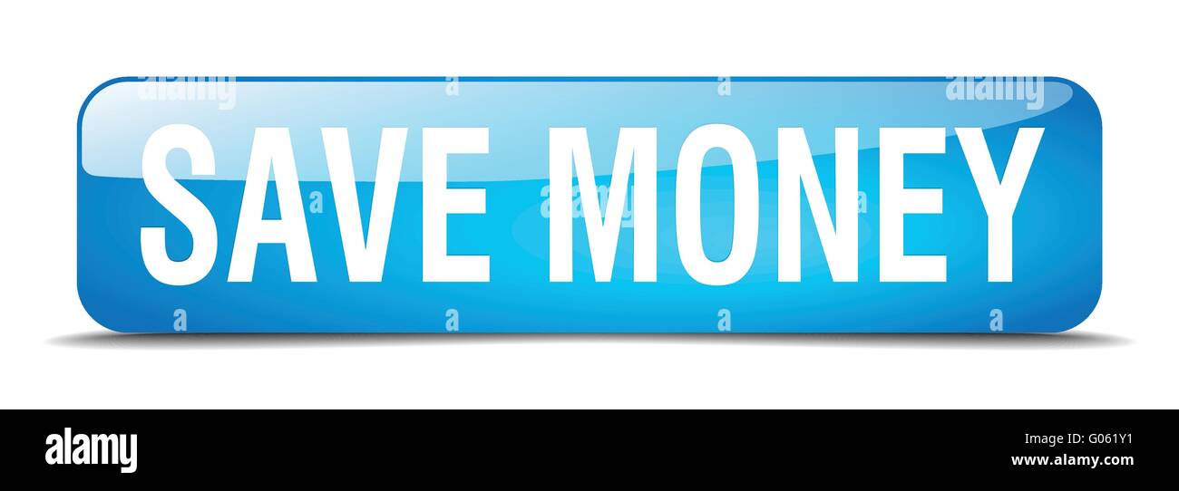save money blue square 3d realistic isolated web button Stock Vector ...