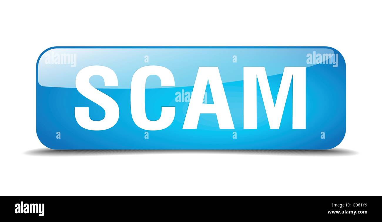 scam blue square 3d realistic isolated web button Stock Vector Image ...