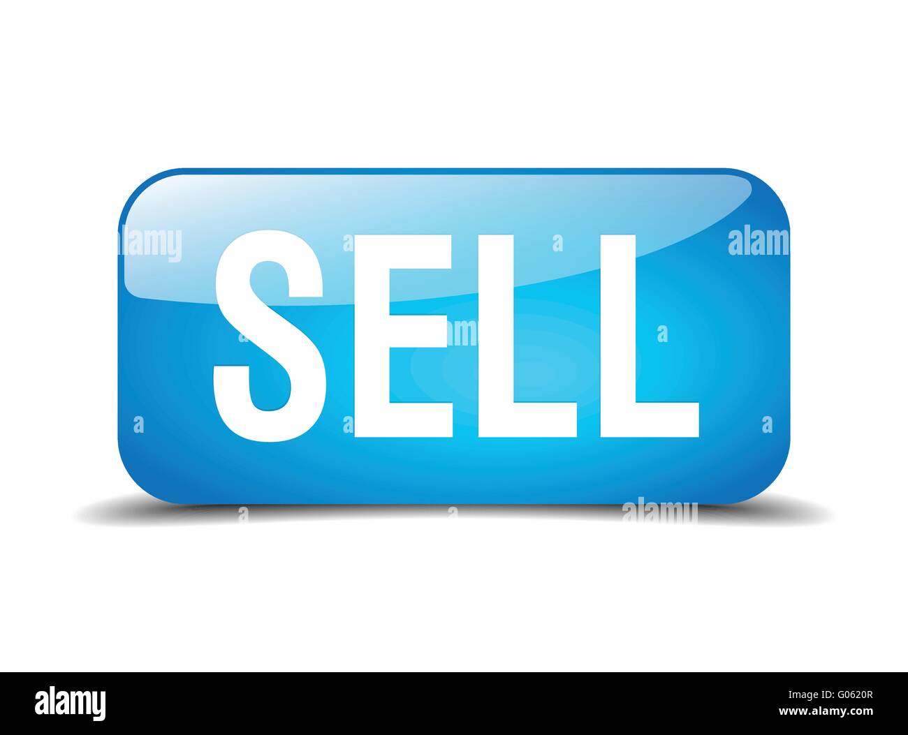 sell blue square 3d realistic isolated web button Stock Vector Image ...