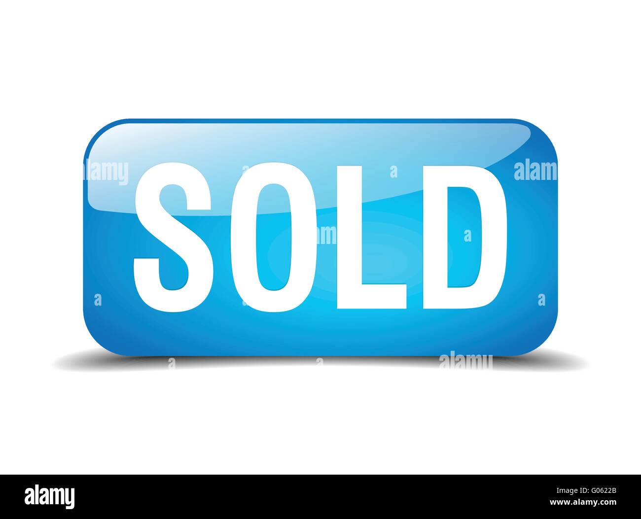 sold blue square 3d realistic isolated web button Stock Vector Image ...