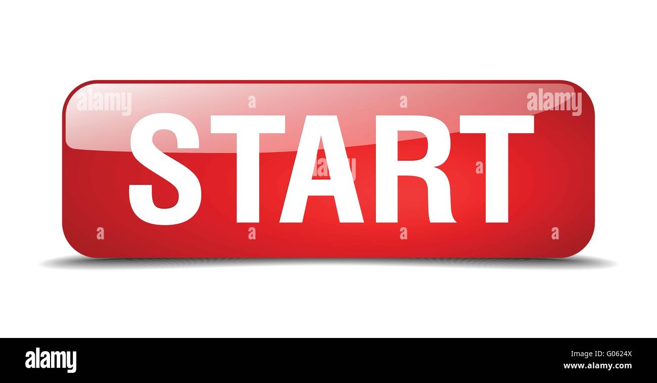 start red square 3d realistic isolated web button Stock Vector Image ...