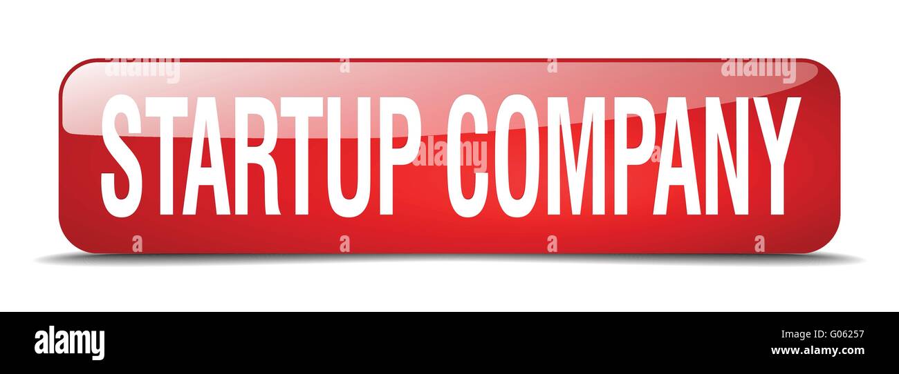 startup company red square 3d realistic isolated web button Stock ...